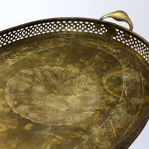 Brass Engraved Arabic Tray With Handles Vintage Etched - Etsy
