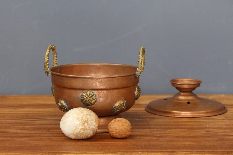 Antique Copper Candy Bowl With Lid French Copper Sugar Bowl - Etsy