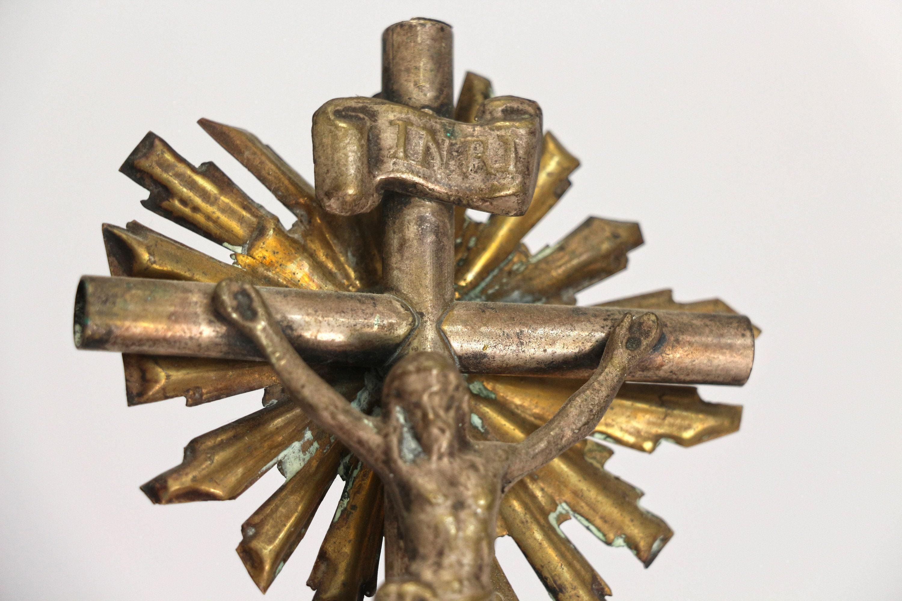 INRI Copper Standing Crucifix, French Religious Jesus Cross, Ancient ...