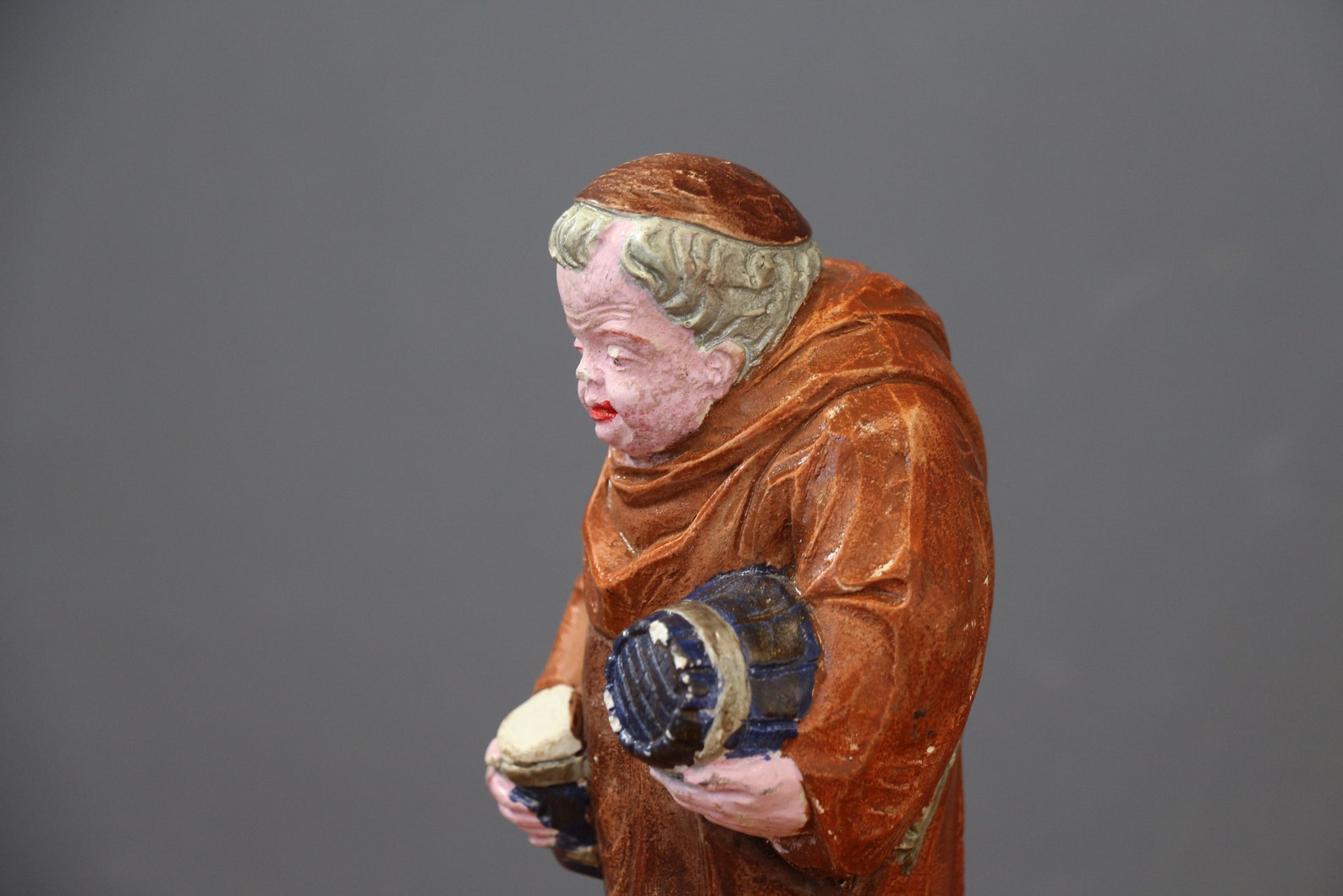 Vintage Wood German Monk Statue Drinking Wine A Wood-carved - Etsy