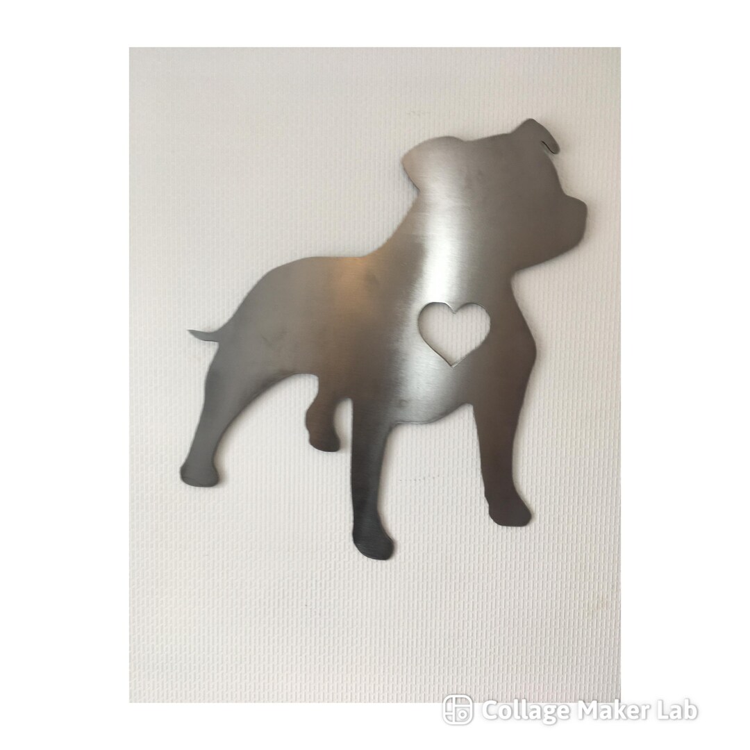 Staffy Heart Metal Gift Wall Art Dog Owner Garden Art Pet Memorial ...
