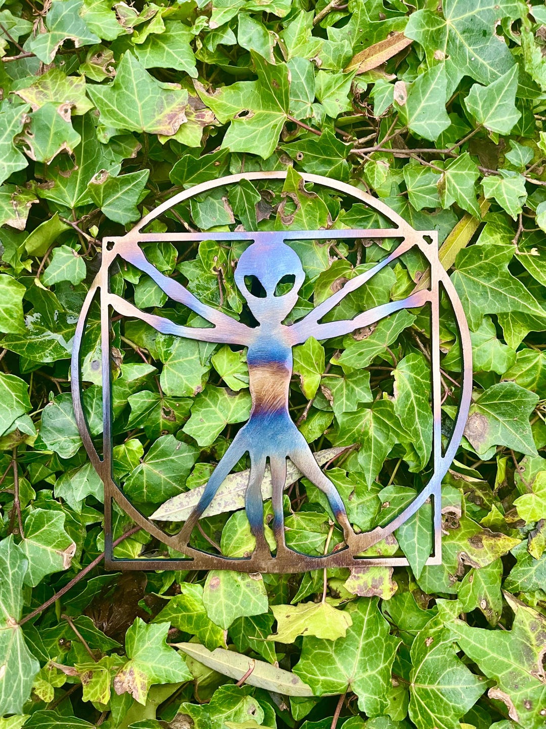 Vitruvian Alien Wall Art: Da Vinci Inspired Man Cave Decor (20cm) - Etsy