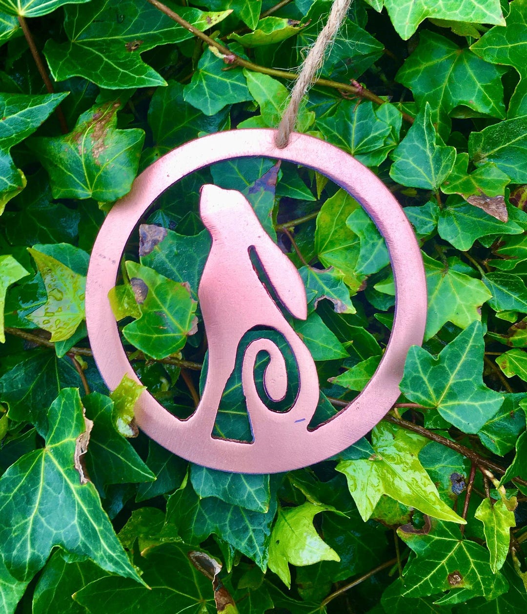 Celtic Hare Rustic Christmas Tree Ornament Moon Gazing Hare Pagan Rusty ...