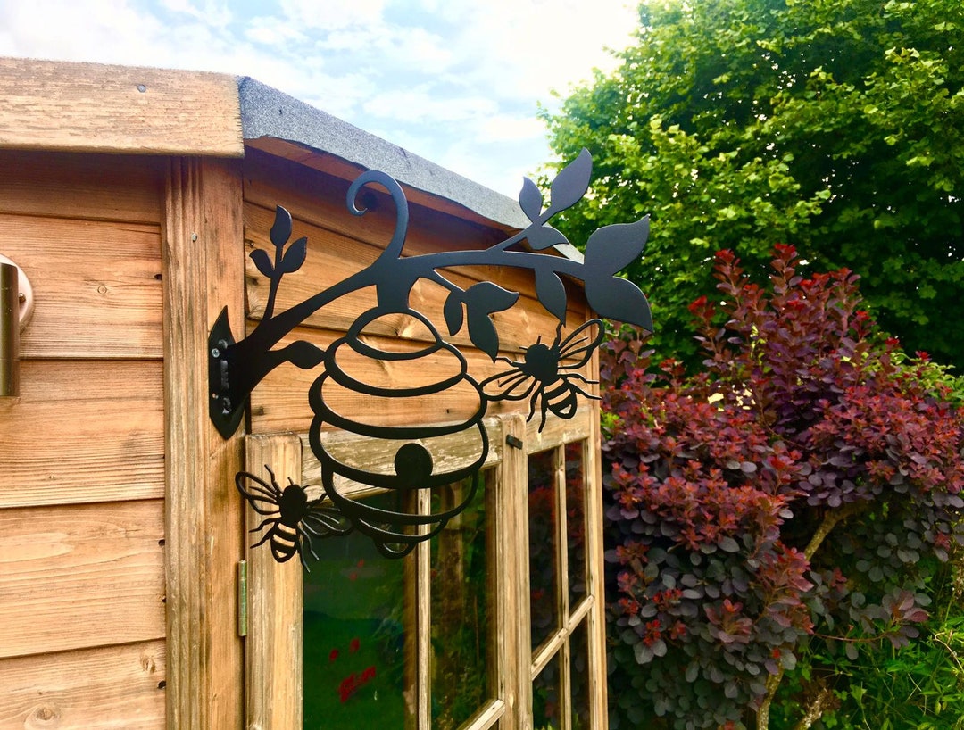 Bee Hive Wall Mounted Design, Metal Wall Art for Garden, Bee Keeping ...