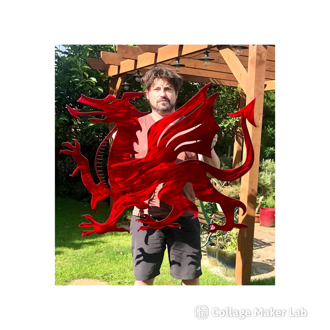 Red Welsh Dragon Metal Wall Art: Cymru Flag Decor (80cm) - Etsy UK