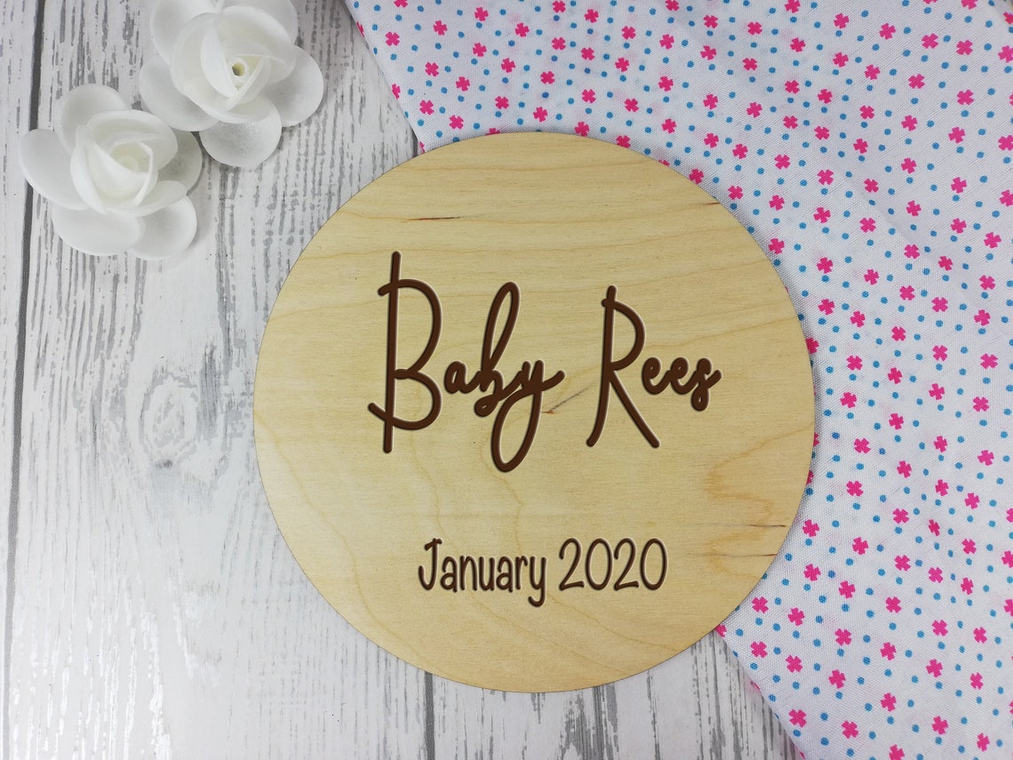 Personalised Engraved Wooden Baby Announcement Sign - Etsy