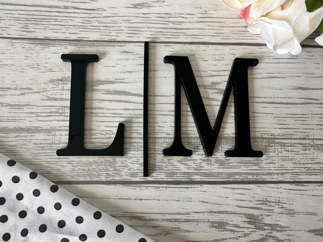 Personalised PLAIN OR Mirrored Acrylic WEDDING Cake Initials Cake Charm ...