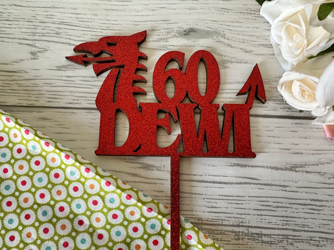 Personalised Wooden Birthday Birthday WELSH Dragon Cake Topper Any Name ...