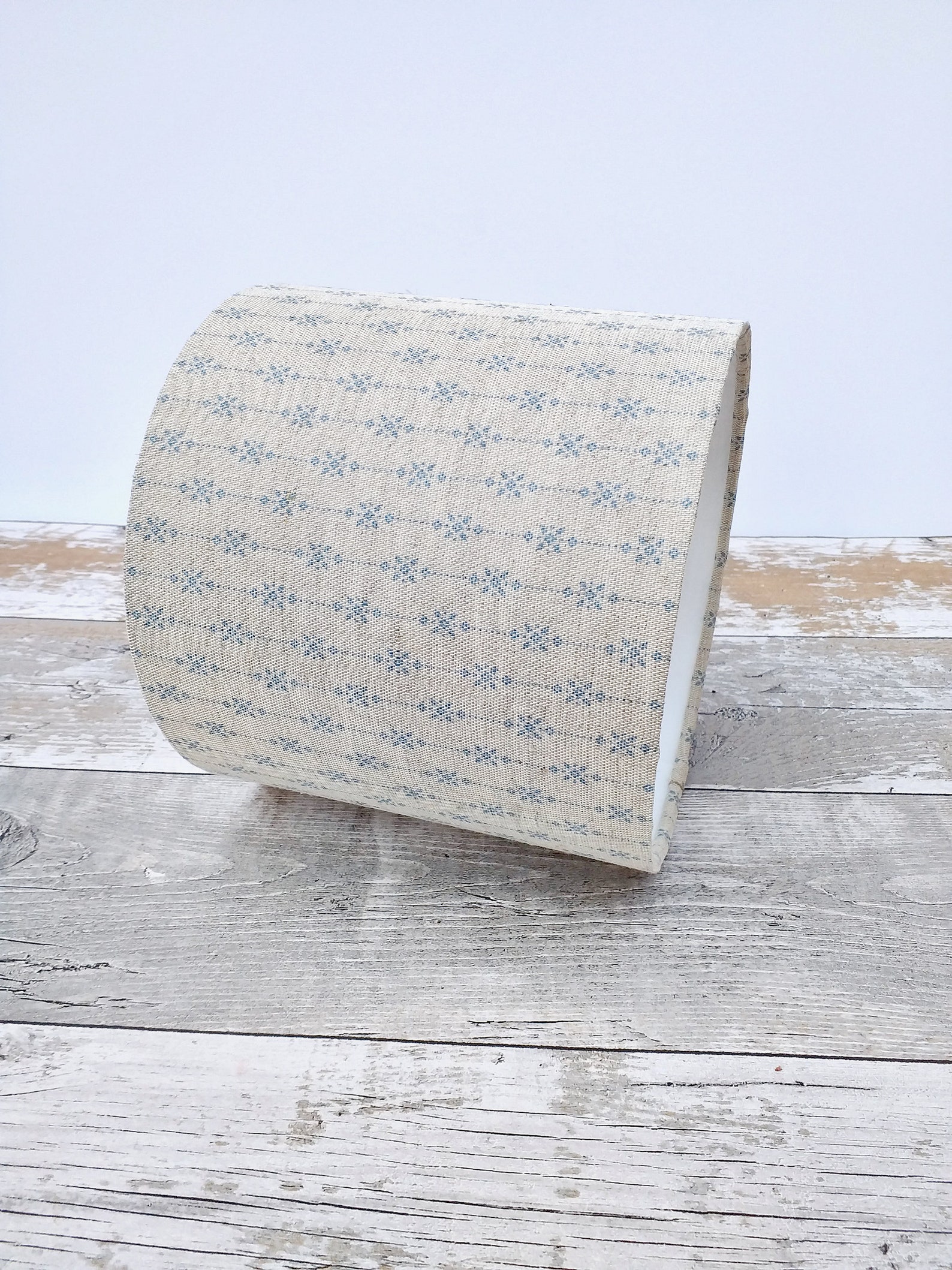 Blue and Linen Lampshade Classic pattern Lampshade French | Etsy