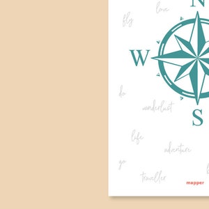 Printeable Compass Rose Download Print Downloadable Poster - Etsy