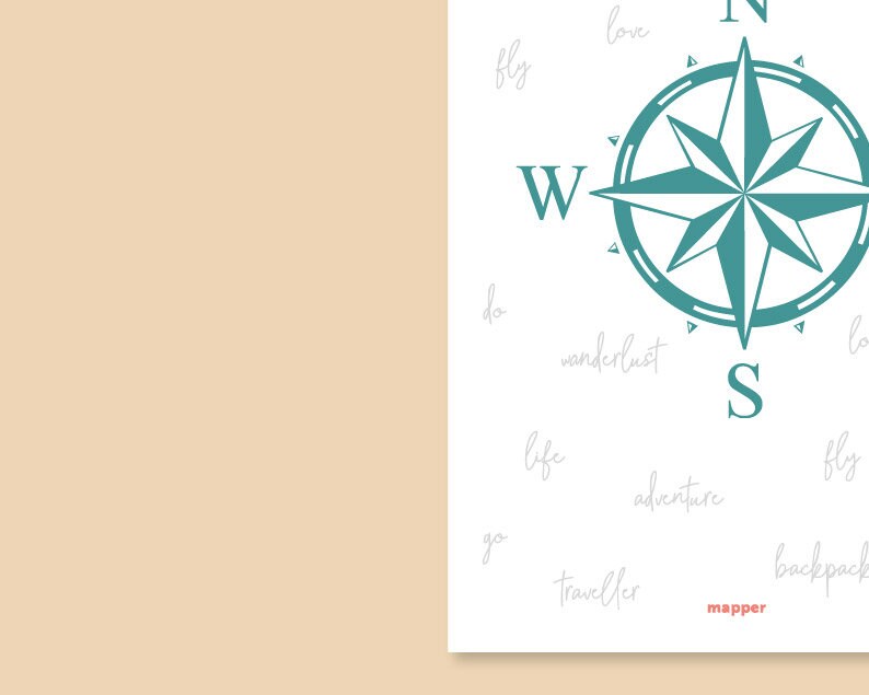Printeable Compass Rose Download Print Downloadable Poster - Etsy