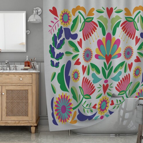 Mexican Shower Curtain Bathroom Art Bohemian Art Bath Etsy Uk