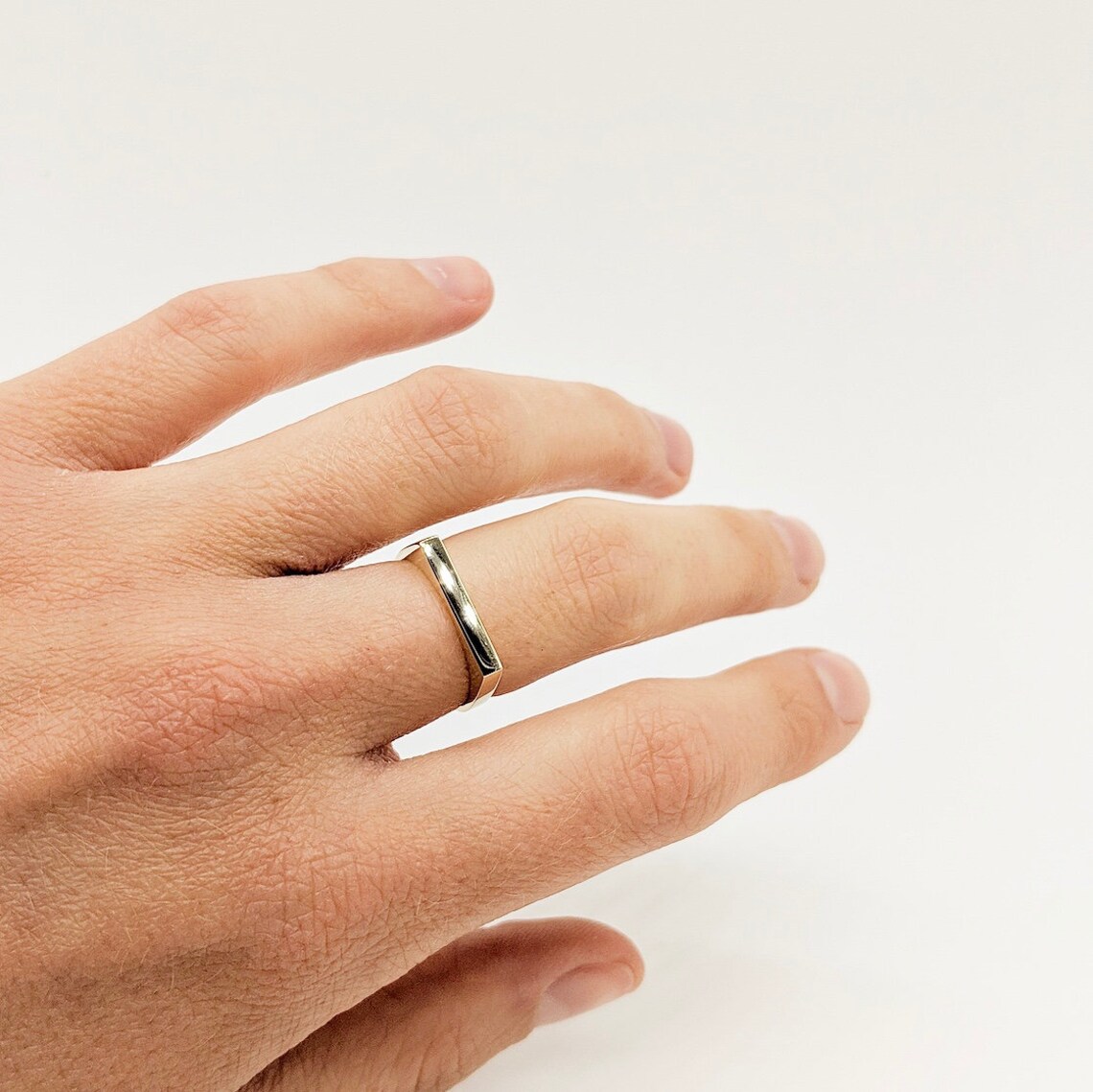 14k Yellow Gold Flat Signet Ring - Etsy