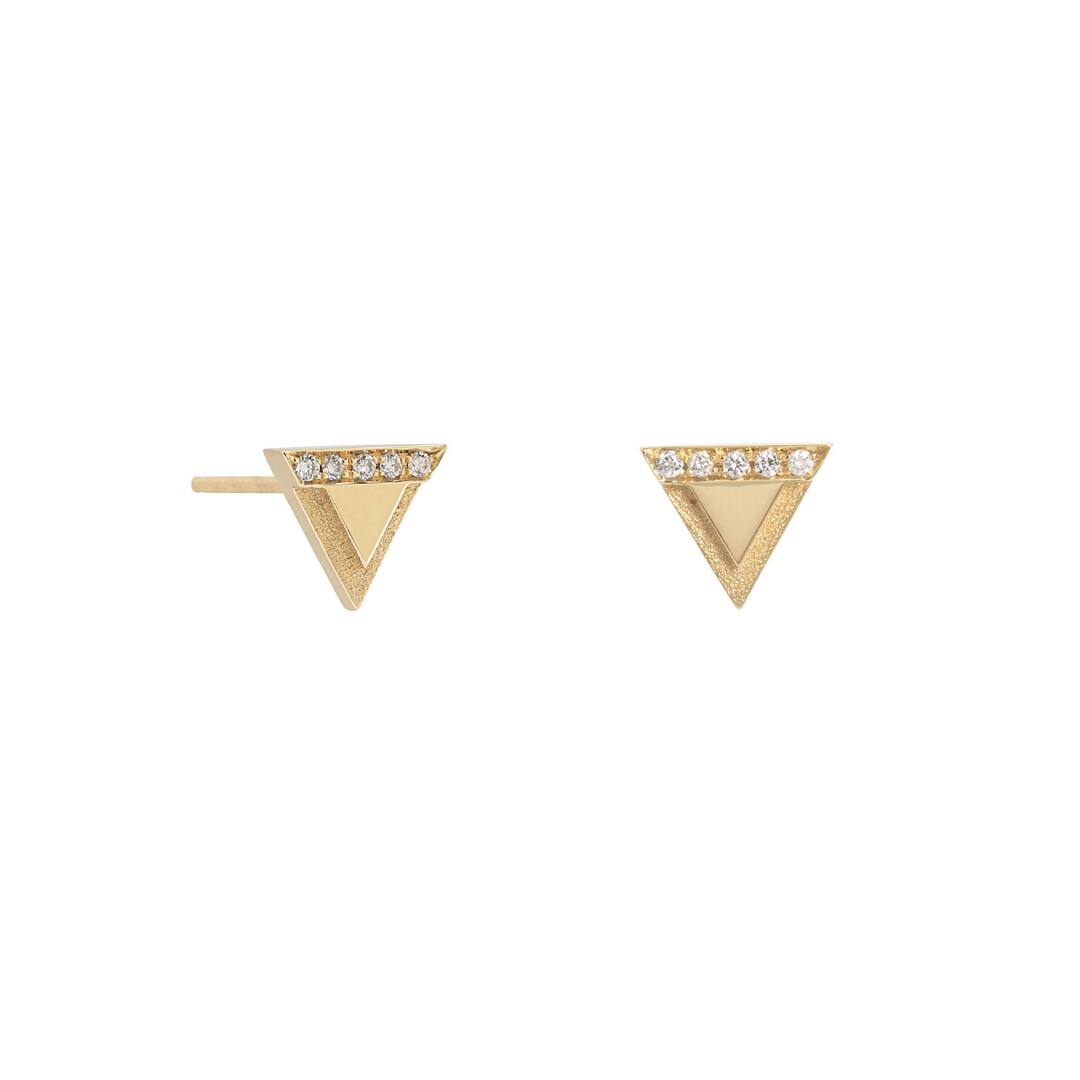 Triangle Gold Earrings Gold Earrings Triangle Earrings - Etsy