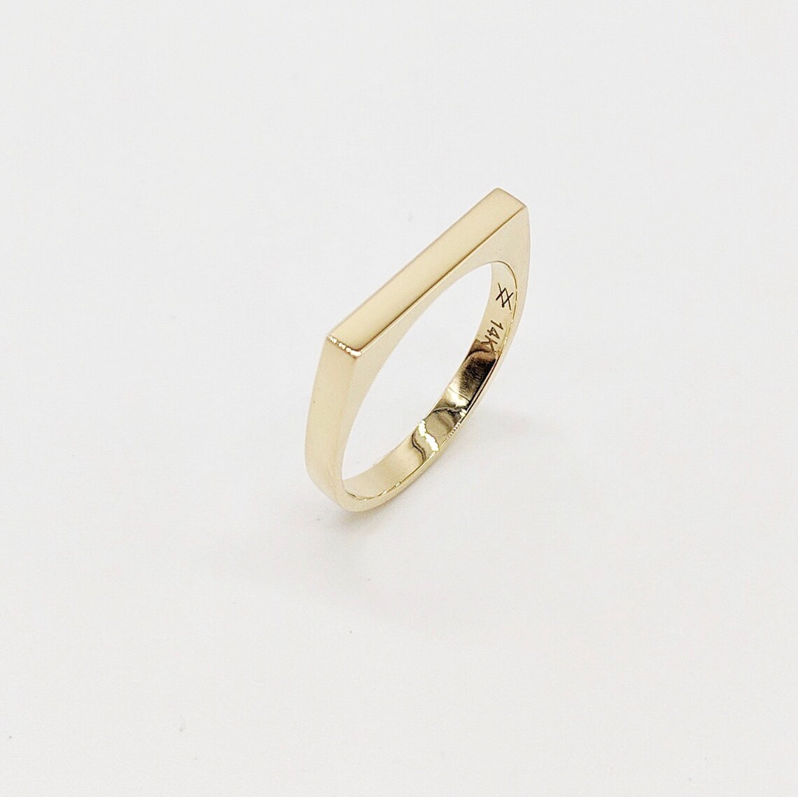 14k Yellow Gold Flat Signet Ring - Etsy
