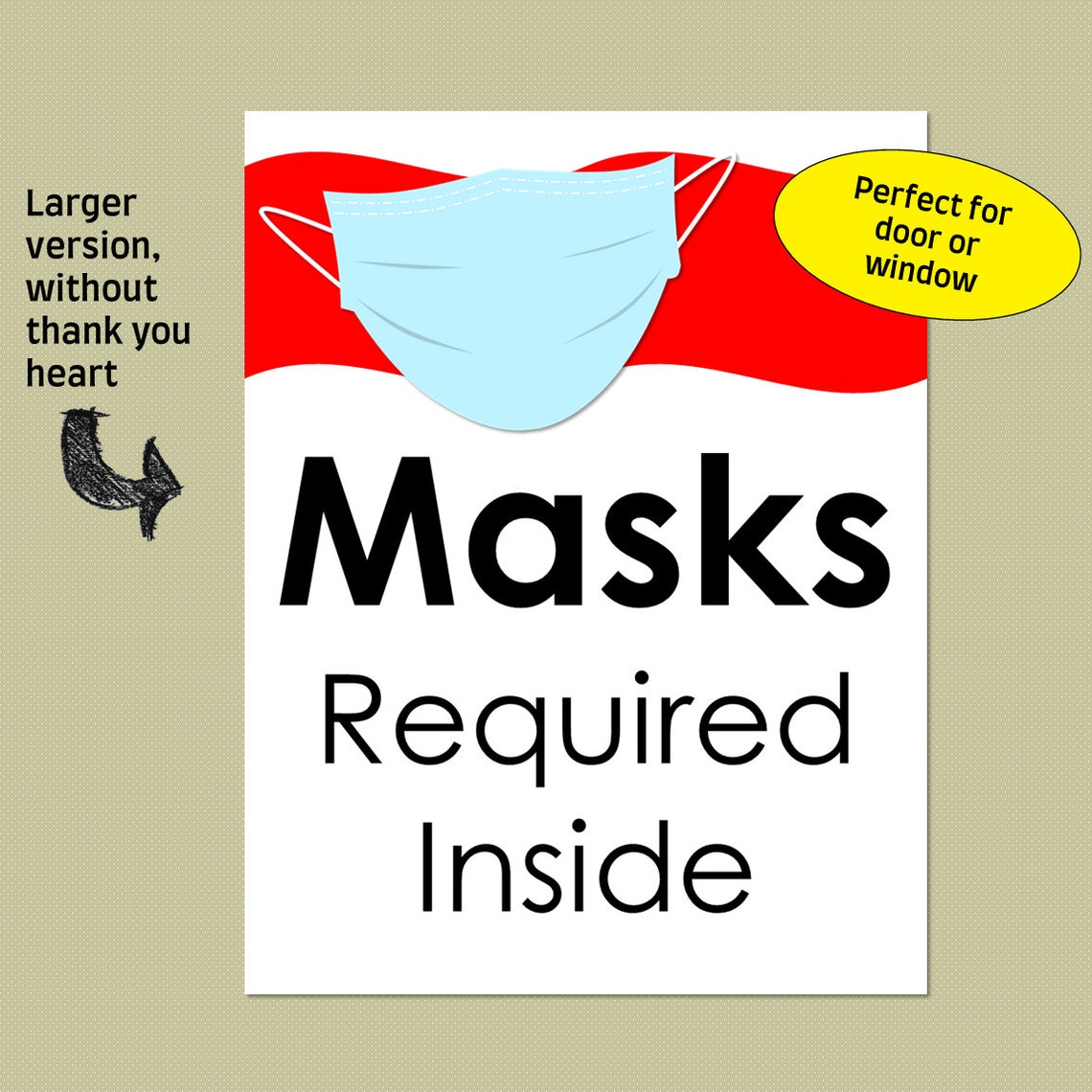 Masks Required Inside Printable Sign - Etsy