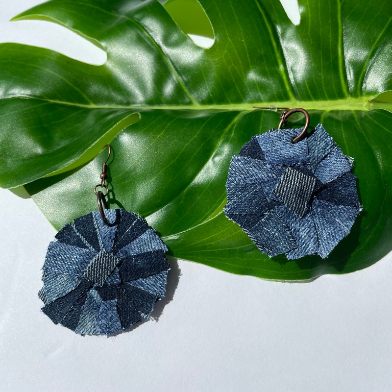 Denim Earrings - Etsy