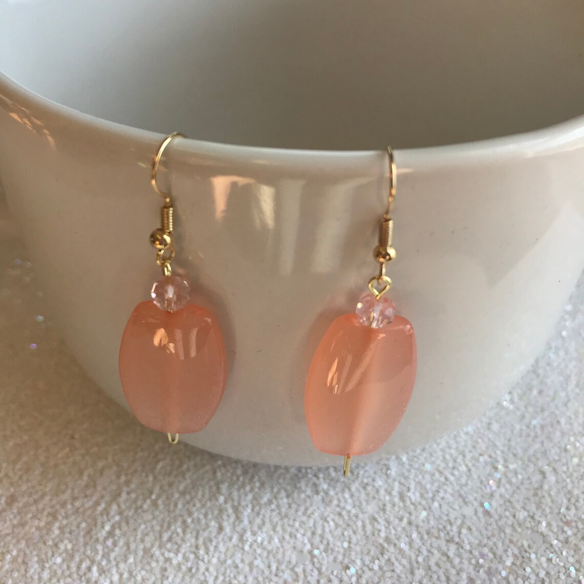 Pink Drop Earrings Rose Gold Drop Earrings Pink Statement - Etsy