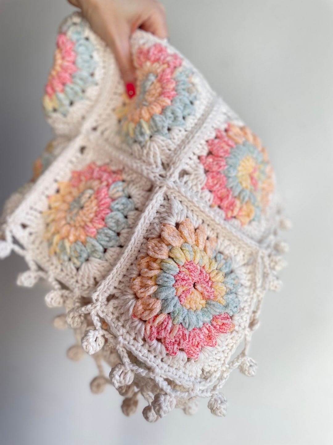 Sunburst Granny Square Crochet Baby Blanket: Boho Stroller Blanket - Etsy