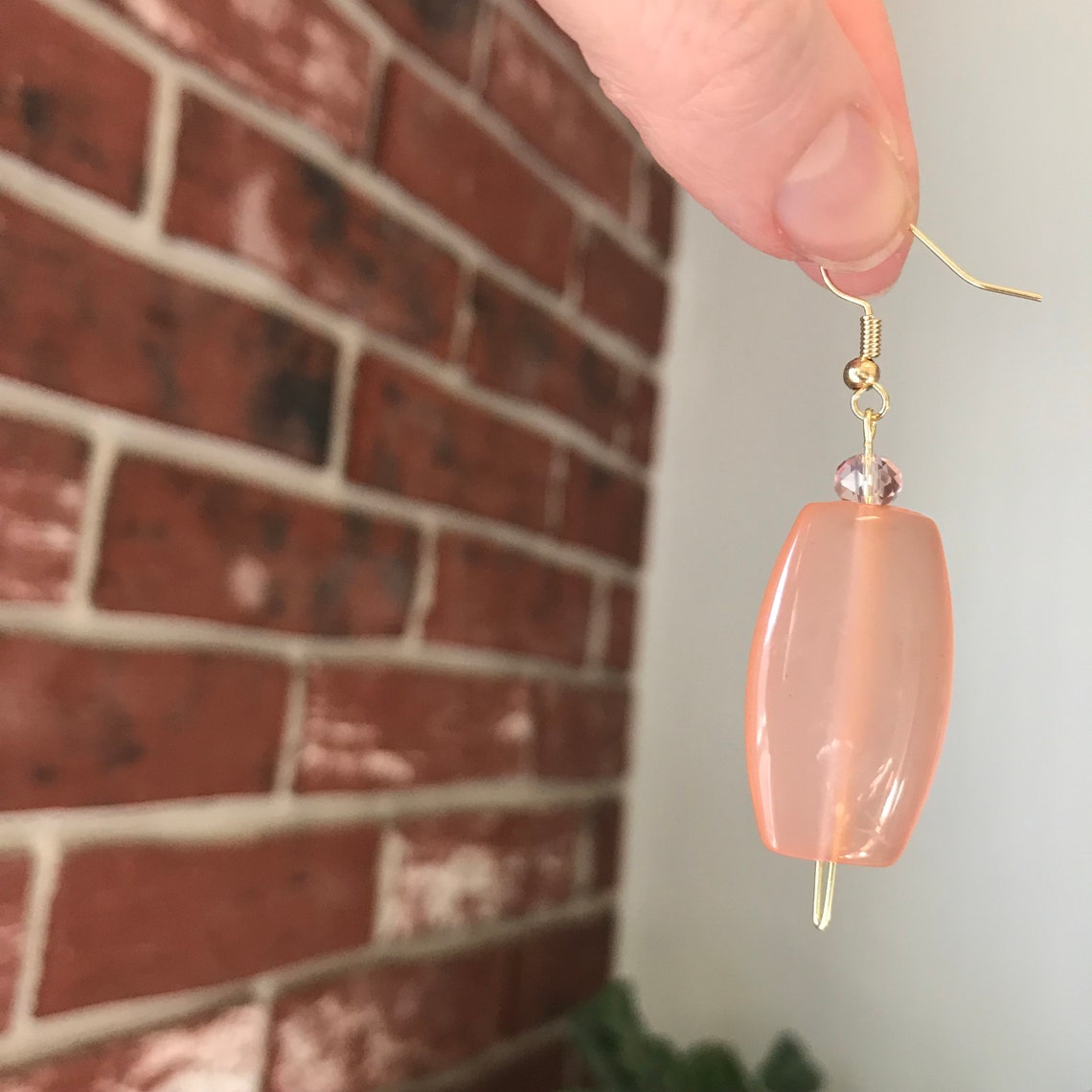 Pink Drop Earrings Rose Gold Drop Earrings Pink Statement - Etsy