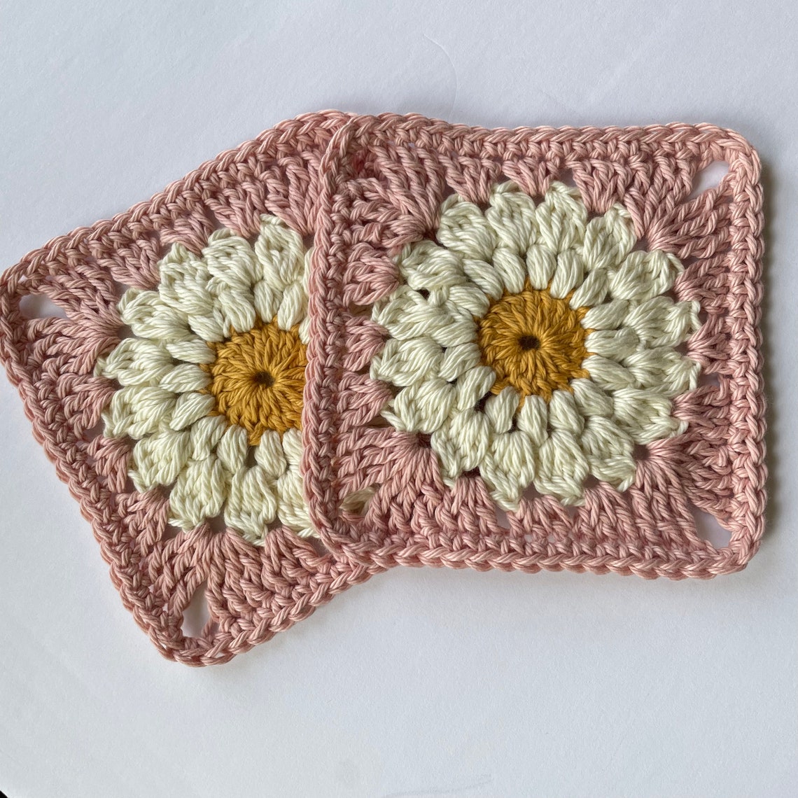 Pink Daisy Coaster Set, Daisy Coasters, Floral Coasters, Crochet Daisy ...