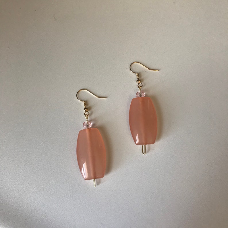 Pink Drop Earrings Rose Gold Drop Earrings Pink Statement - Etsy
