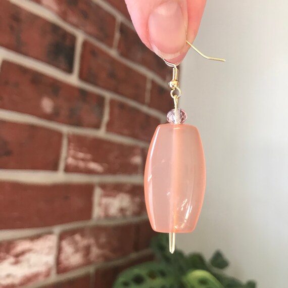 Pink Drop Earrings Rose Gold Drop Earrings Pink Statement | Etsy
