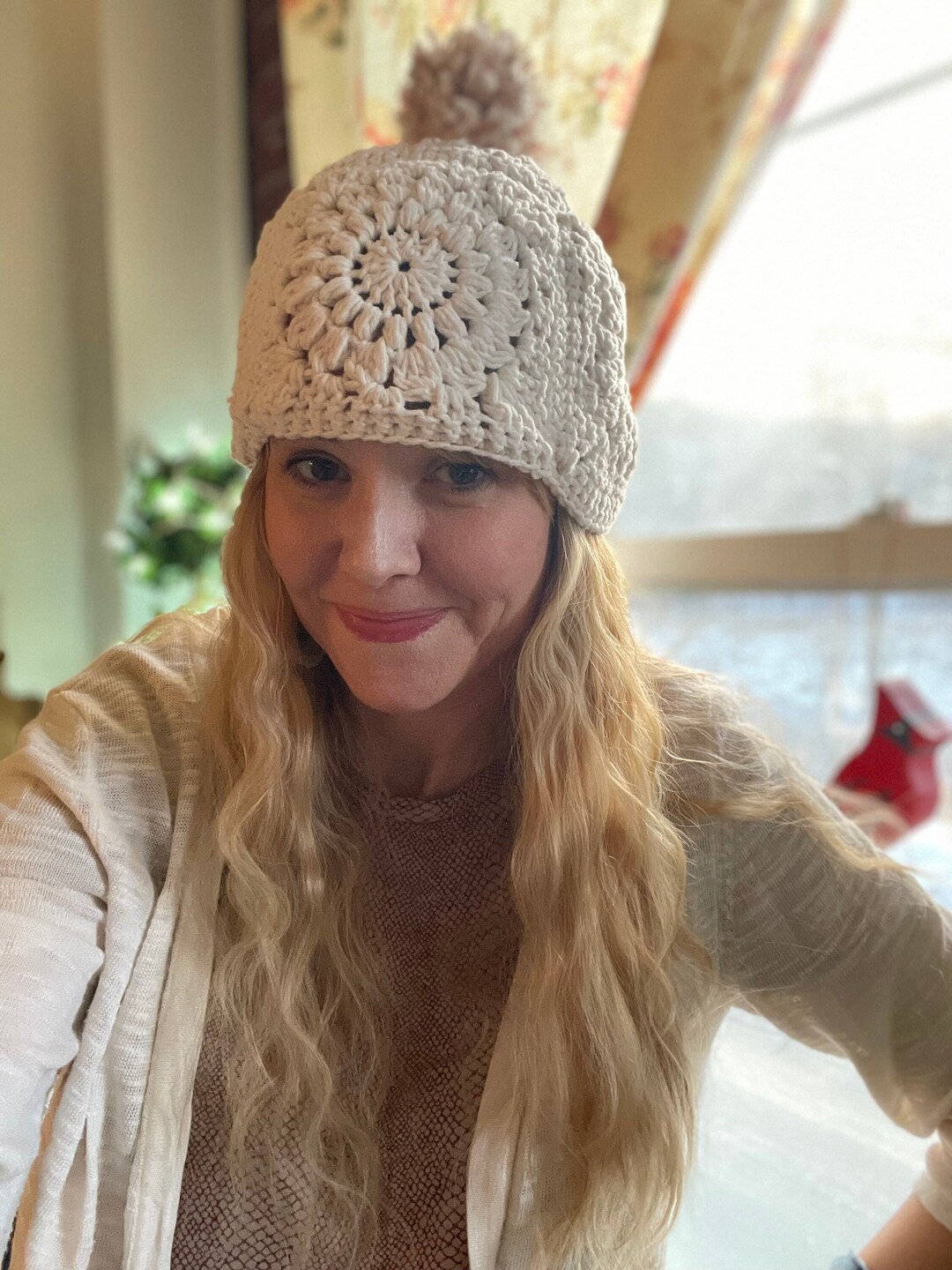 Granny Square Beanie, Crochet Granny Square Beanie, Crochet White ...