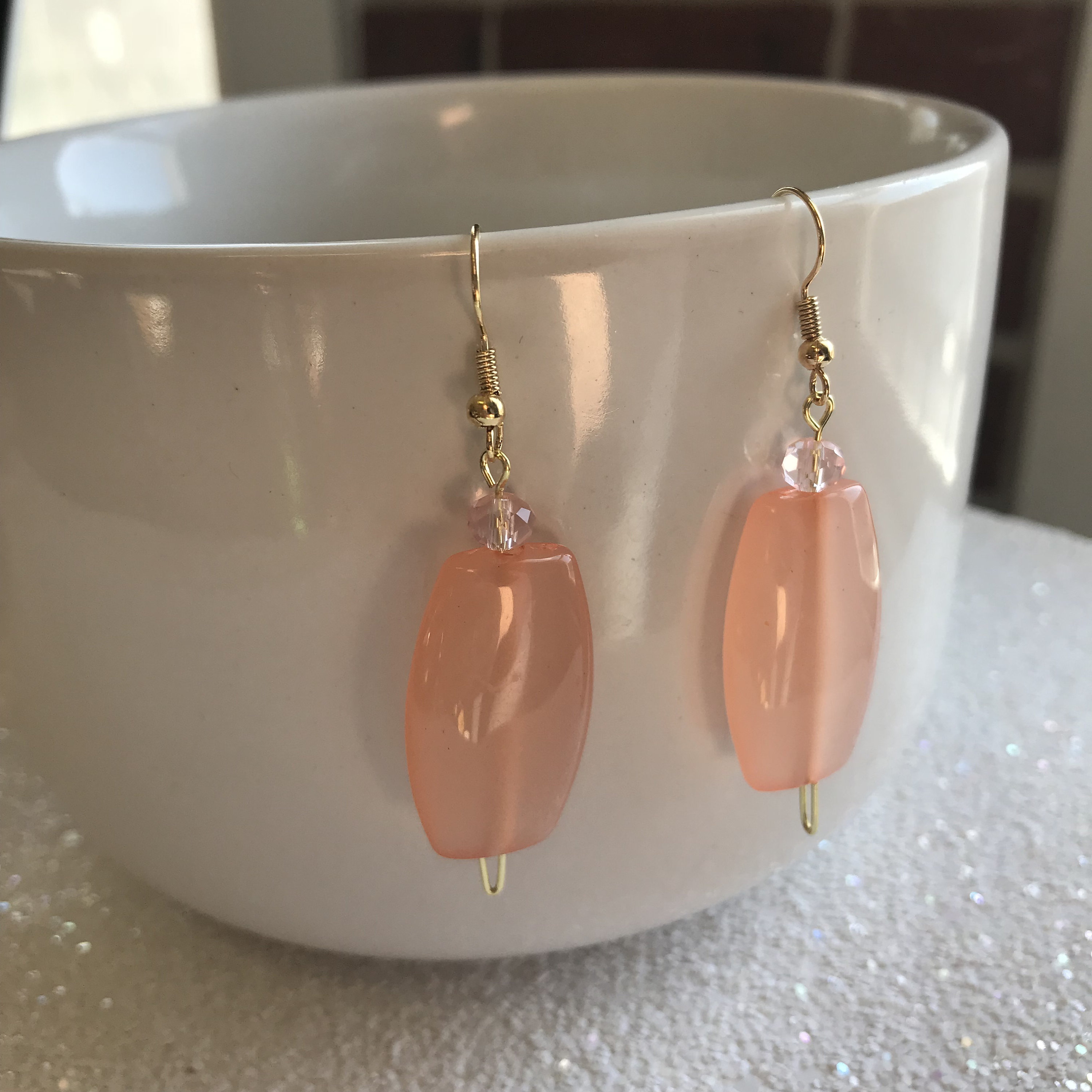 Pink Drop Earrings Rose Gold Drop Earrings Pink Statement - Etsy