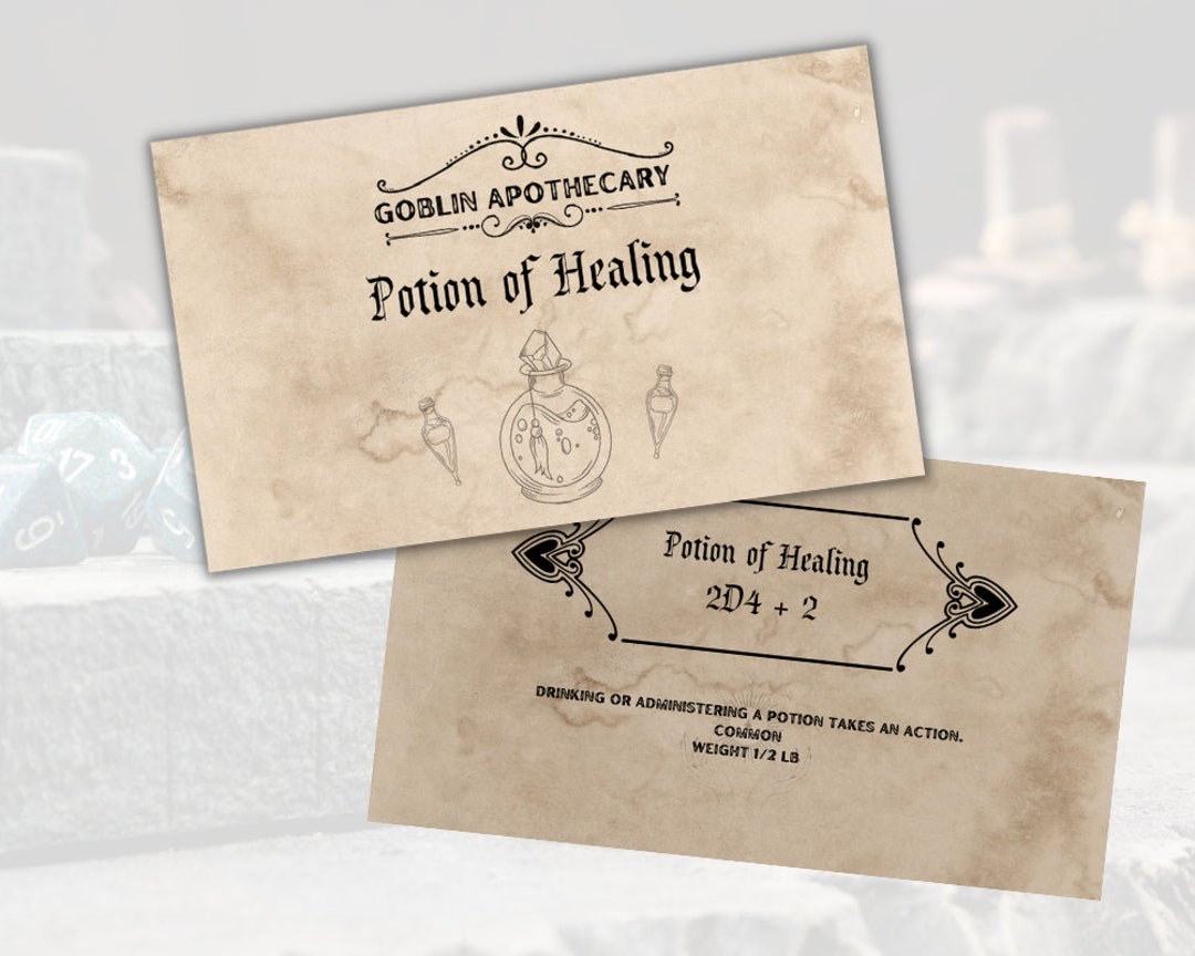 Digital Printable Health Potion Cards - Etsy