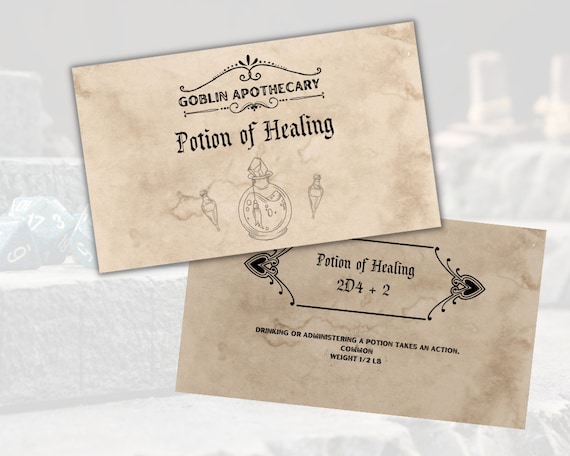 Digital Printable Health Potion Cards | Etsy