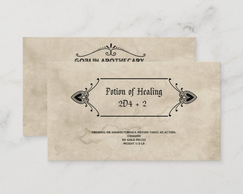 Digital Printable Health Potion Cards - Etsy