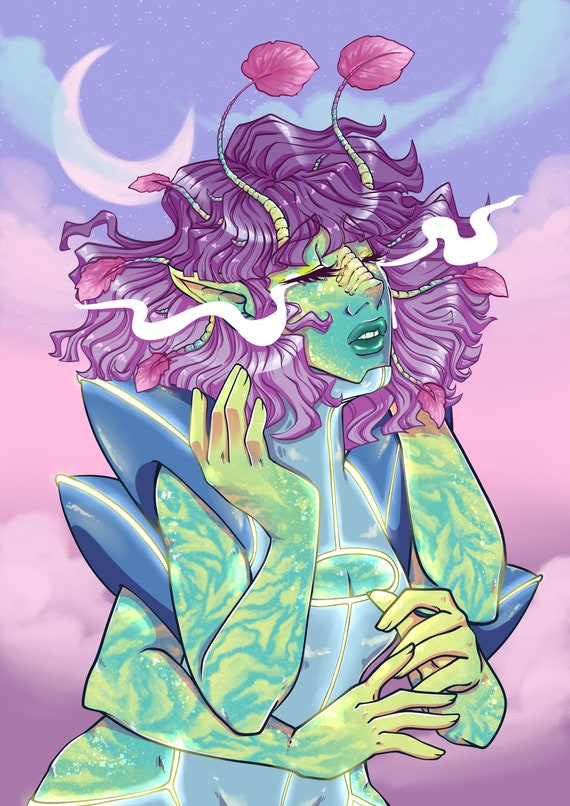 Dusk Kawaii Cute Alien Monster Girl Art Print | Etsy