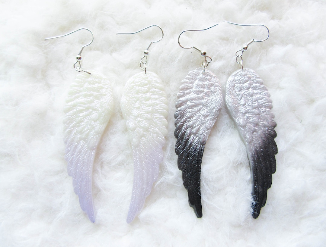 Angel Wing Earrings, Bird Wing Earrings, Wings, Resin, Custom, Earrings ...