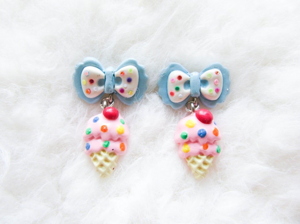 Ice Cream Cone Earrings Ice Cream Earrings Summer Earrings - Etsy