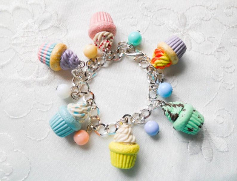Cupcake Bracelet Cute Bracelet Summer Bracelet Polymer | Etsy