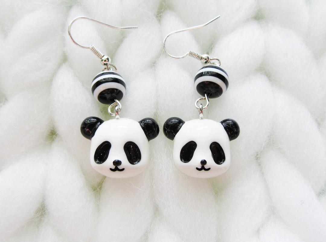 Panda Earrings, Panda Bear Earrings, Kawaii Earrings, Cute Earrings - Etsy