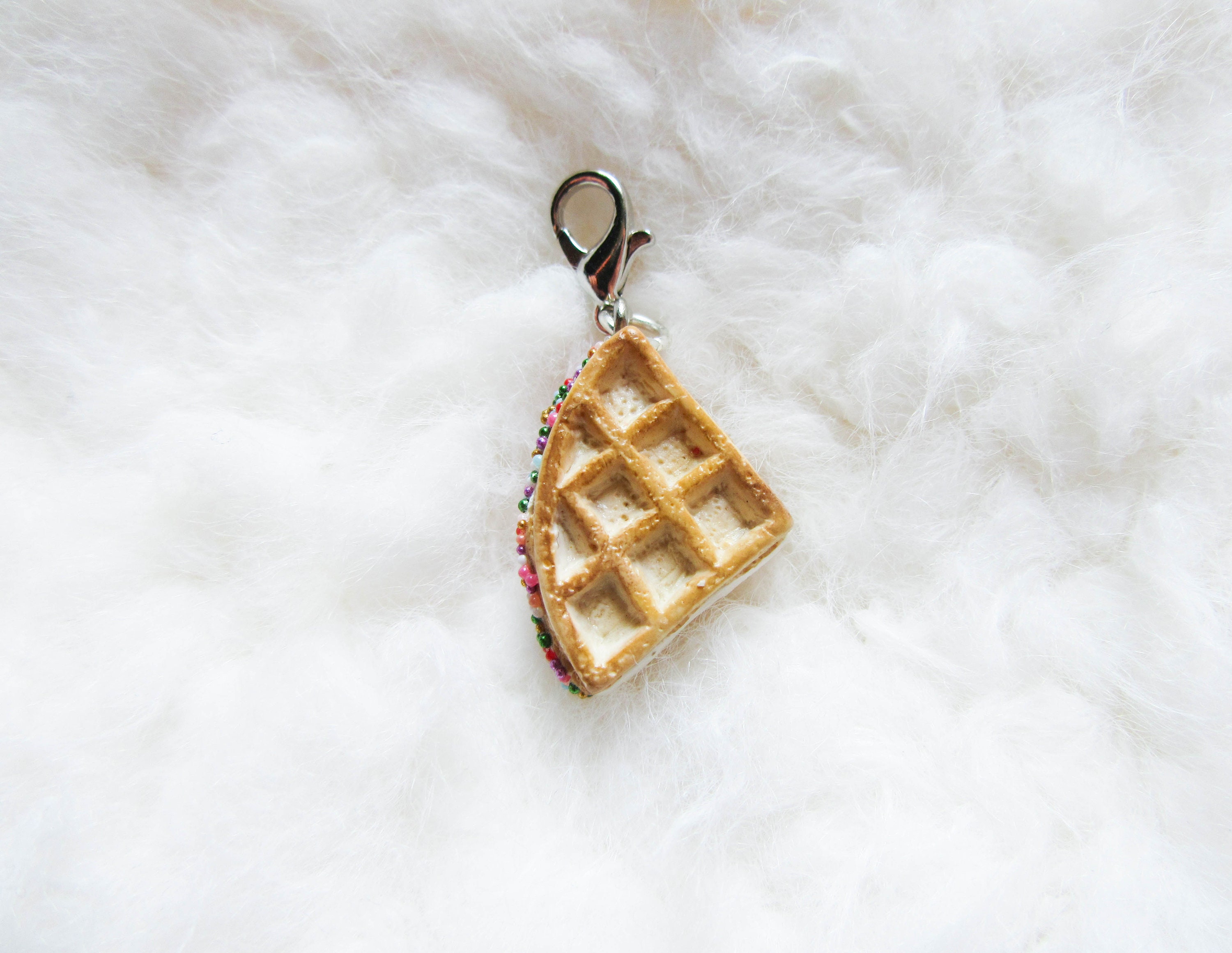 Waffle Charm Polymer Clay Charm Ice Cream Clasp Charm - Etsy