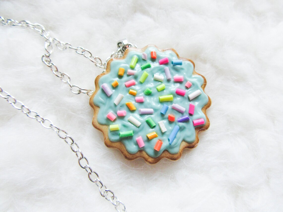 Sugar Cookie Necklace Cookie Pendant Food Necklace Cute - Etsy