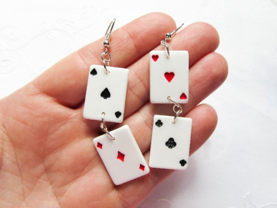 Cute Playing Card Earrings Poker Earrings Vegas Cards - Etsy