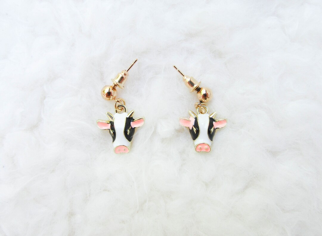 Cow Earrings, Cow Charm Earrings, Cute, Farm, Animal, Earrings - Etsy