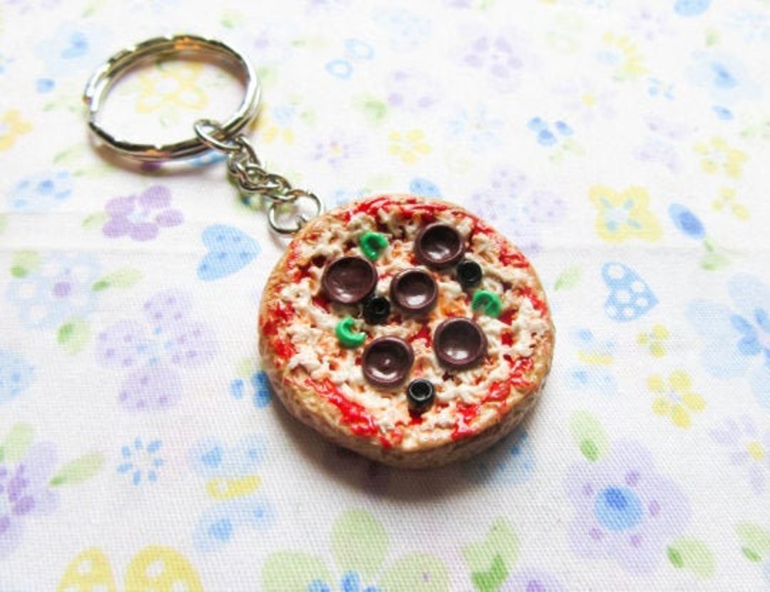 Pizza Keychain Cute Keychain Polymer Clay Pizza - Etsy