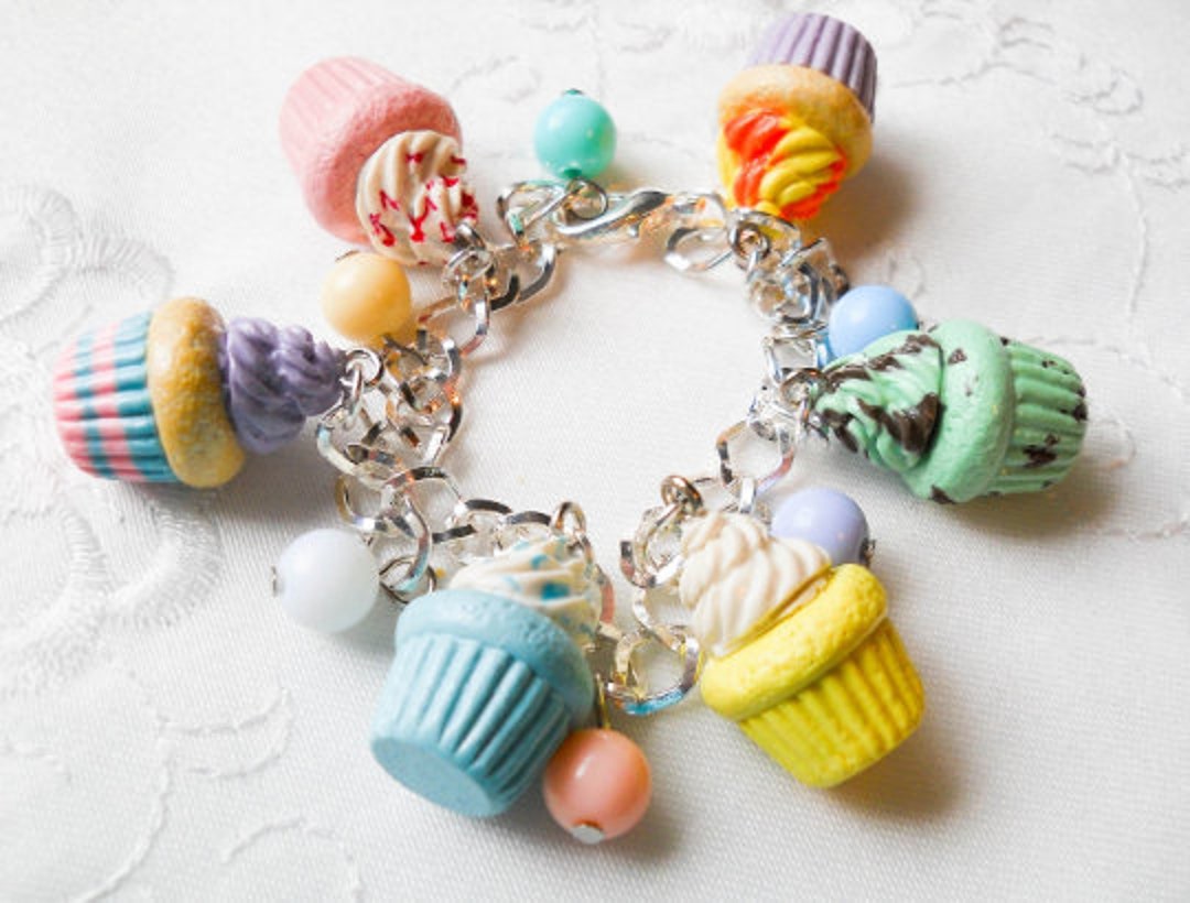 Cupcake Bracelet, Cute Bracelet, Summer Bracelet, Polymer Clay, Sweet ...