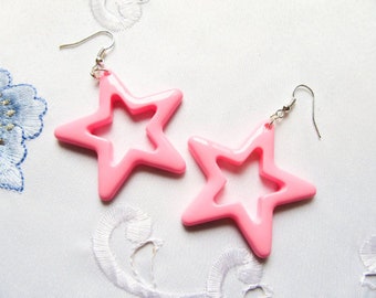 Pink Star Earrings | Etsy