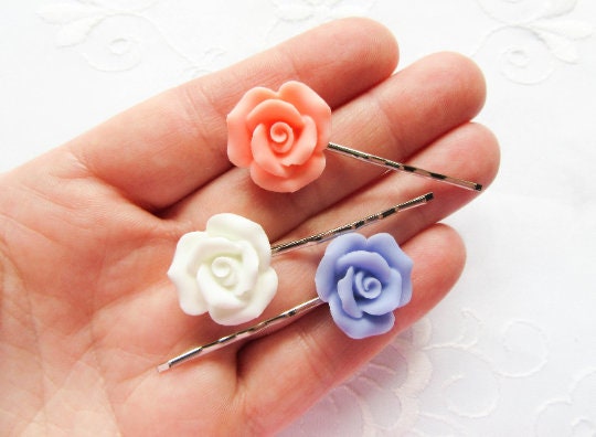 Matte Rose Hair Pins Flower Hair Pins Rose Bobby Pins - Etsy