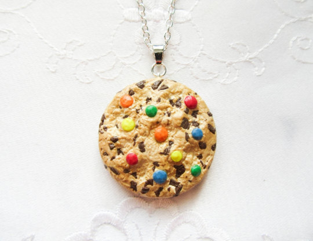 Cookie Necklace, Rainbow Chip, Chocolate Chip, Cookie, Food Jewelry ...