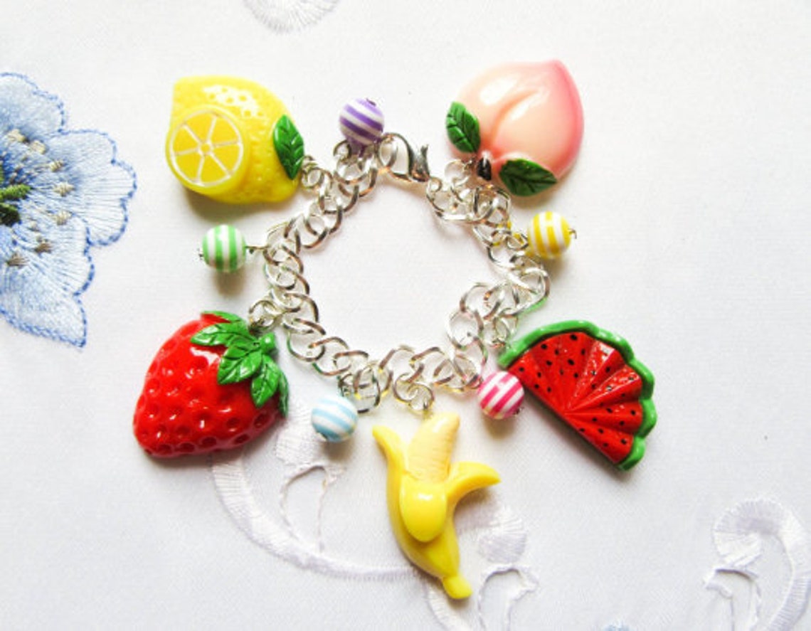 Fruit Bracelet Cute Bracelet Fruit Charm Bracelet Summer - Etsy