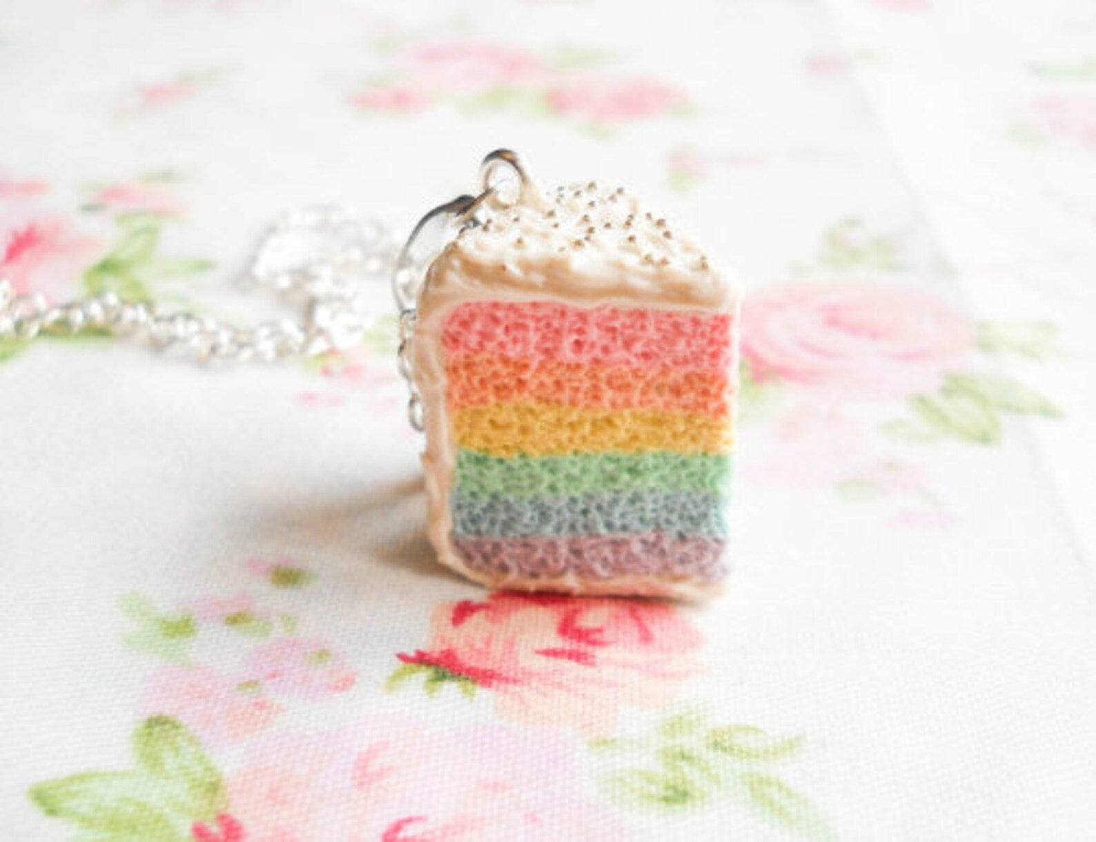 Cake Necklace Rainbow Cake Pastel Cake Kawaii Necklace - Etsy