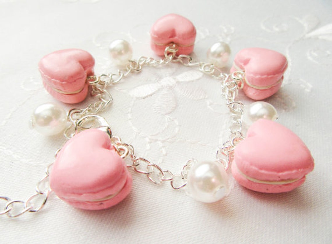 Heart Macaron Bracelet Heart Macaroon Bracelet Food Jewelry - Etsy