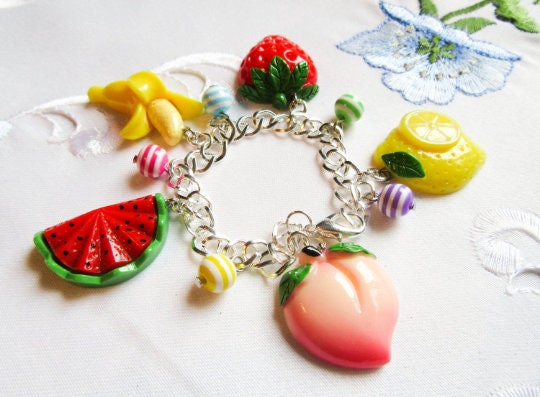 Fruit Bracelet Cute Bracelet Fruit Charm Bracelet Summer - Etsy